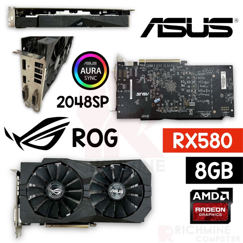 🔥OFFER🔥 ASUS ROG STRIX RX580 2048SP 8GB Gaming GPU Desktop PC 8G AMD ...