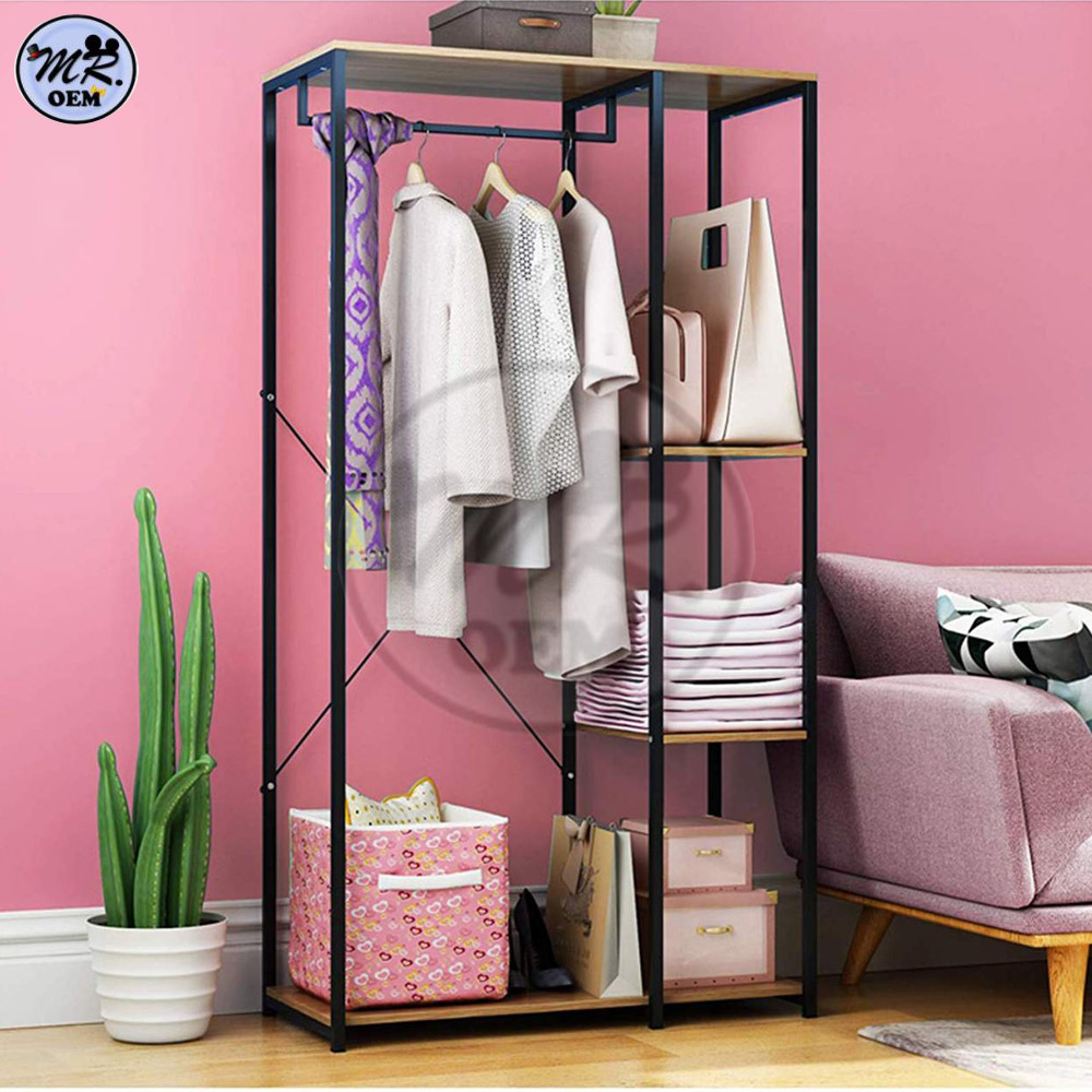 MR OEM 3 Tier Open Wardrobe Minimalist Display Shelf Cabinet Hanger ...
