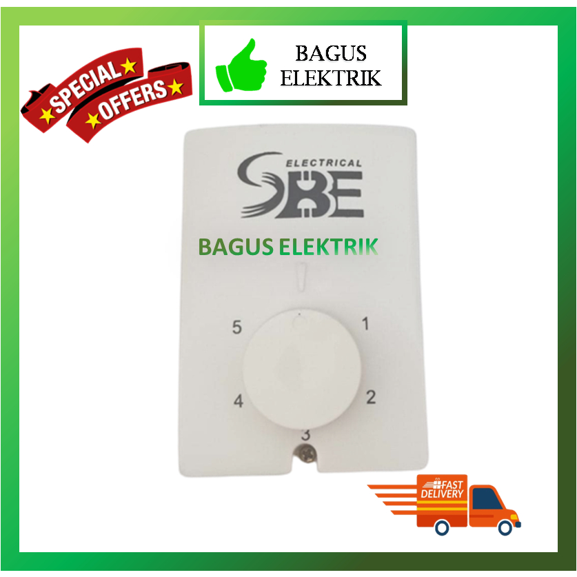 CONTROL FAN REGULATOR SWITCH / SUIS KIPAS SILING 5 SPEED SBE/UMS (WHITE ...