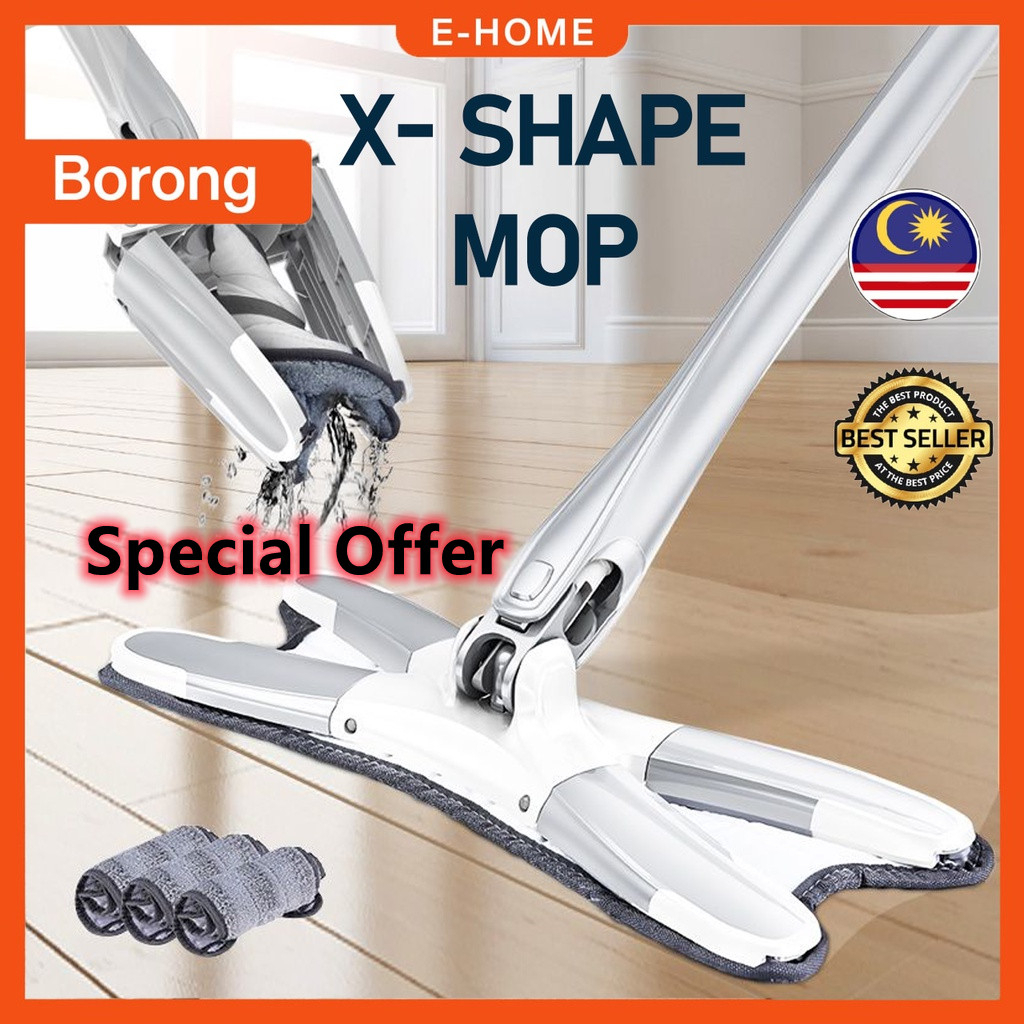 X Shape Hand Free Lazy Mop Hand Free Self-Twisting Flat Mop with ...