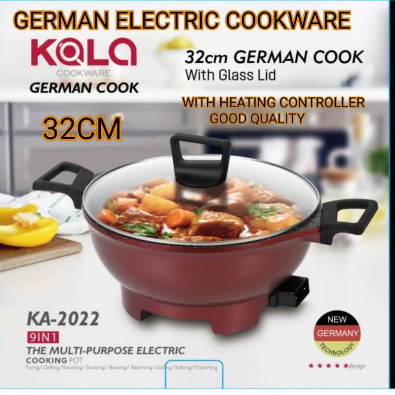 KALA 32cm Multipurpose Electric Cooking Pot Multicooker With Glass lid ...