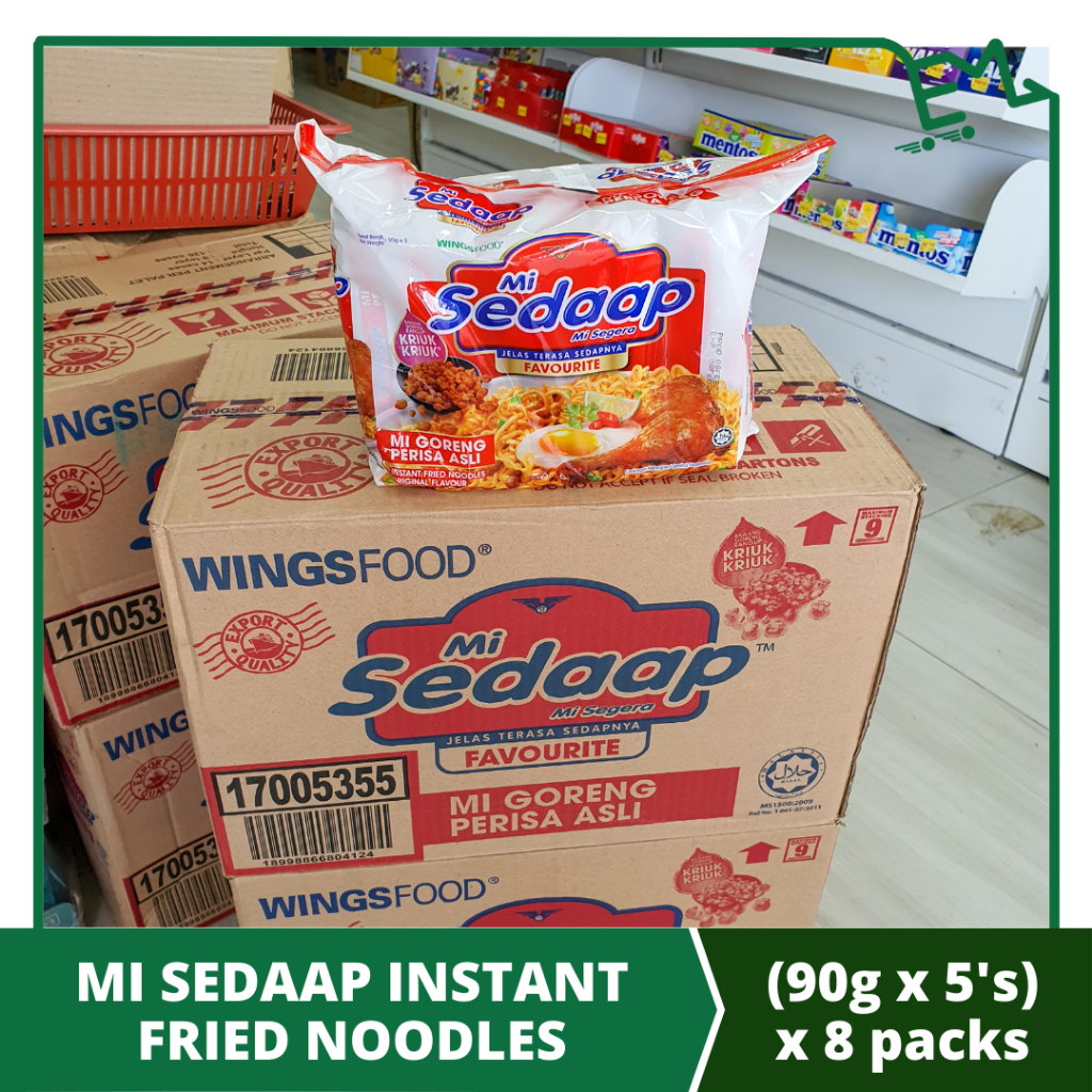 [1 Ctn] MI SEDAAP Instant Fried Noodles Original Flavour | Mi Goreng Perisa Asli 5's x 90g x 8 ...