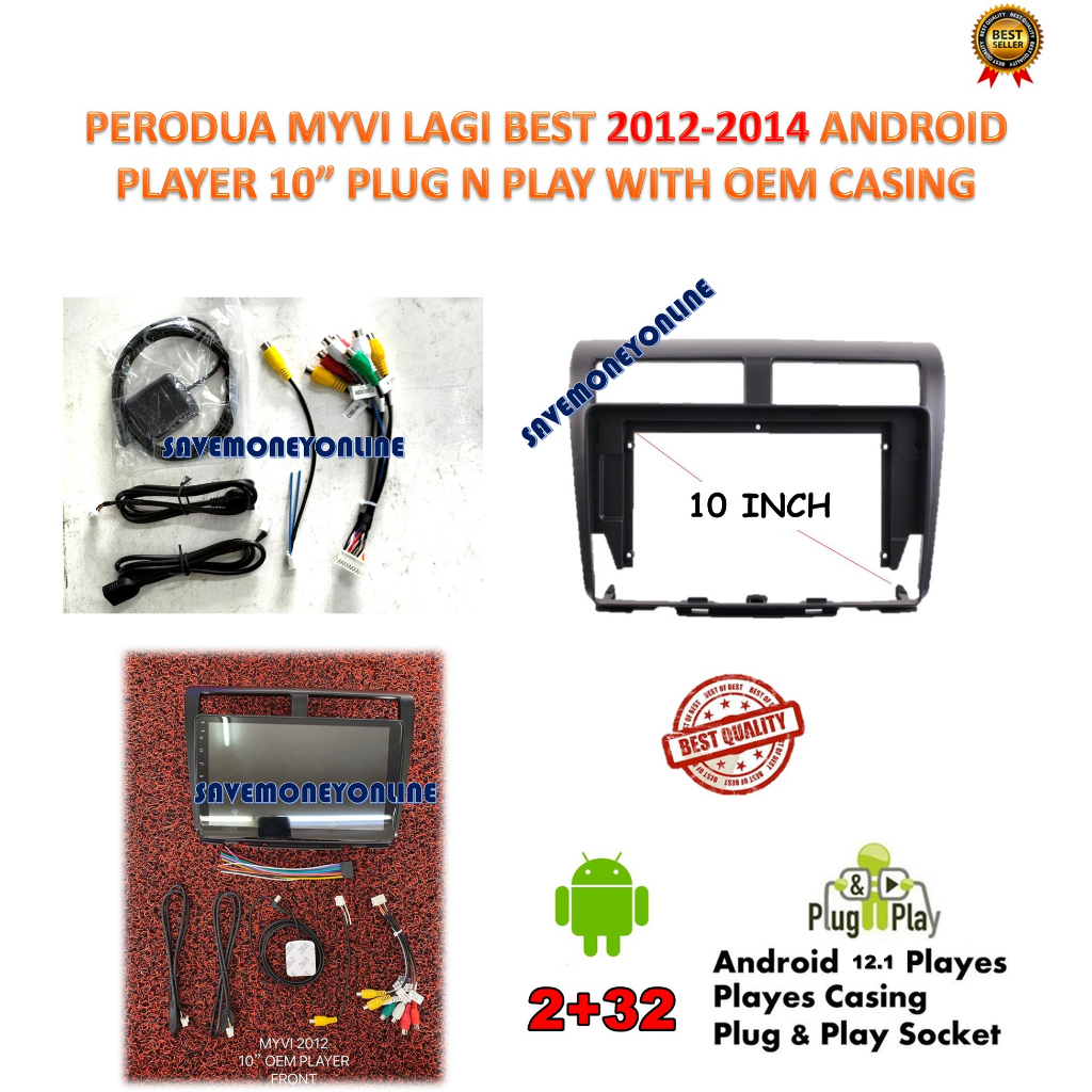 PERODUA MYVI LAGI BEST 2012 - 2014 ANDROID PLAYER 10 INCH PLUG N PLAY ...