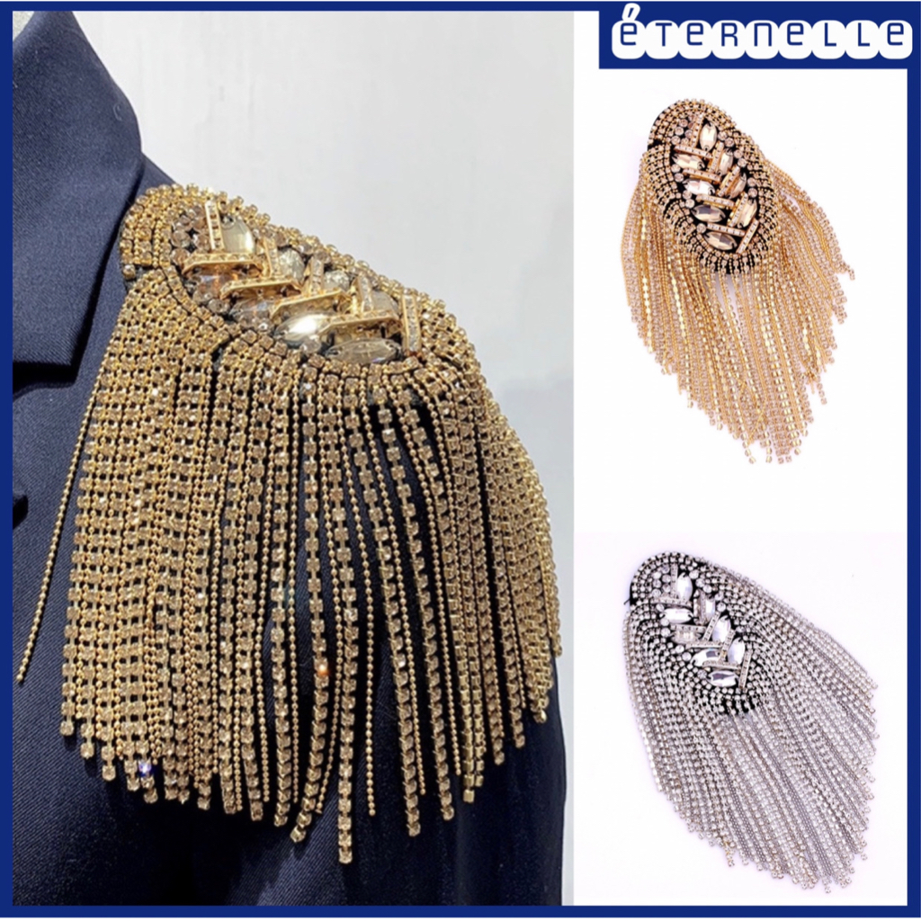 Epaulette Rhinestone Crystal Tassel Shoulder Epaulet Spike Chain ...