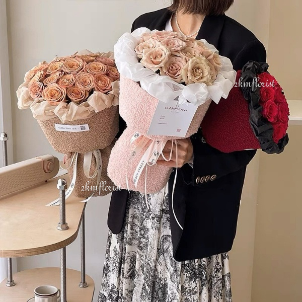 (165CM) WOOL Flower Wrapping Fabric Bouquet Gift Florist Wrap Wrapper ...