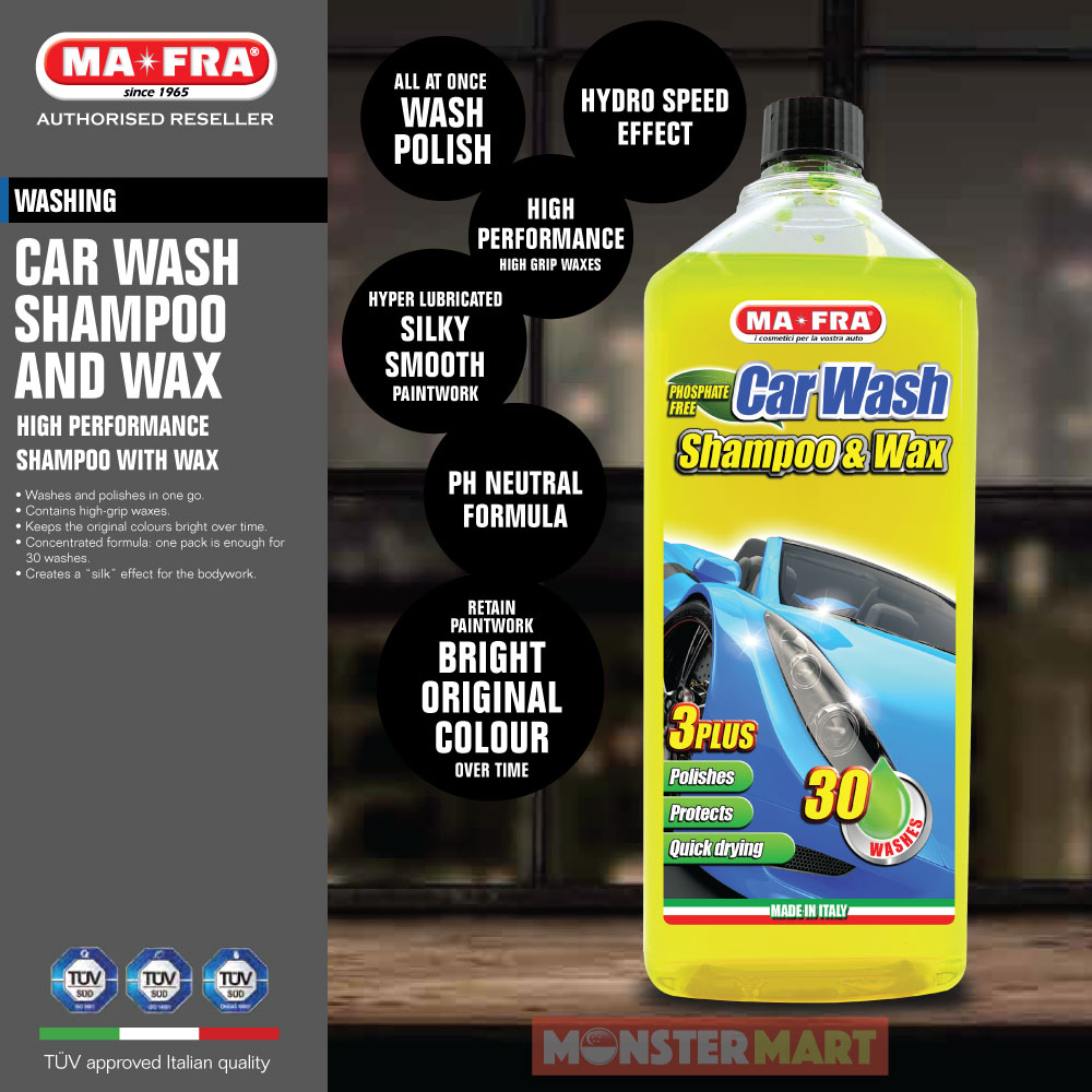 Mafra Shampoo and Wax 1L (Car Shampoo with PH Neutral Hyper Lubricated ...