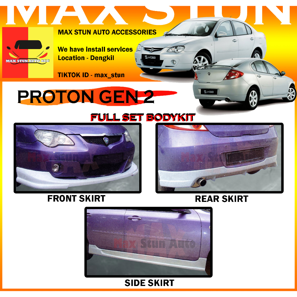 PROTON GEN2 GEN-2 FULLSET BODYKIT BUMPER SKIRT LIP FOR GEN2 GEN 2 FRONT ...