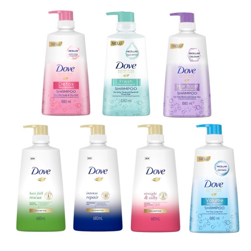 Dove Hair Shampoo 650ml/680ml Intense Repair/ Hair Fall/ Straight Silky ...