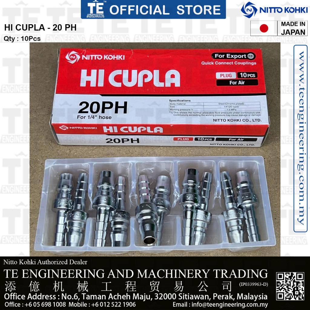NITTO KOHKI 20PH Type Pneumatic Air Quick Coupler 10Pcs Per Box (HI CUPLA 20 PH) | Shopee Malaysia
