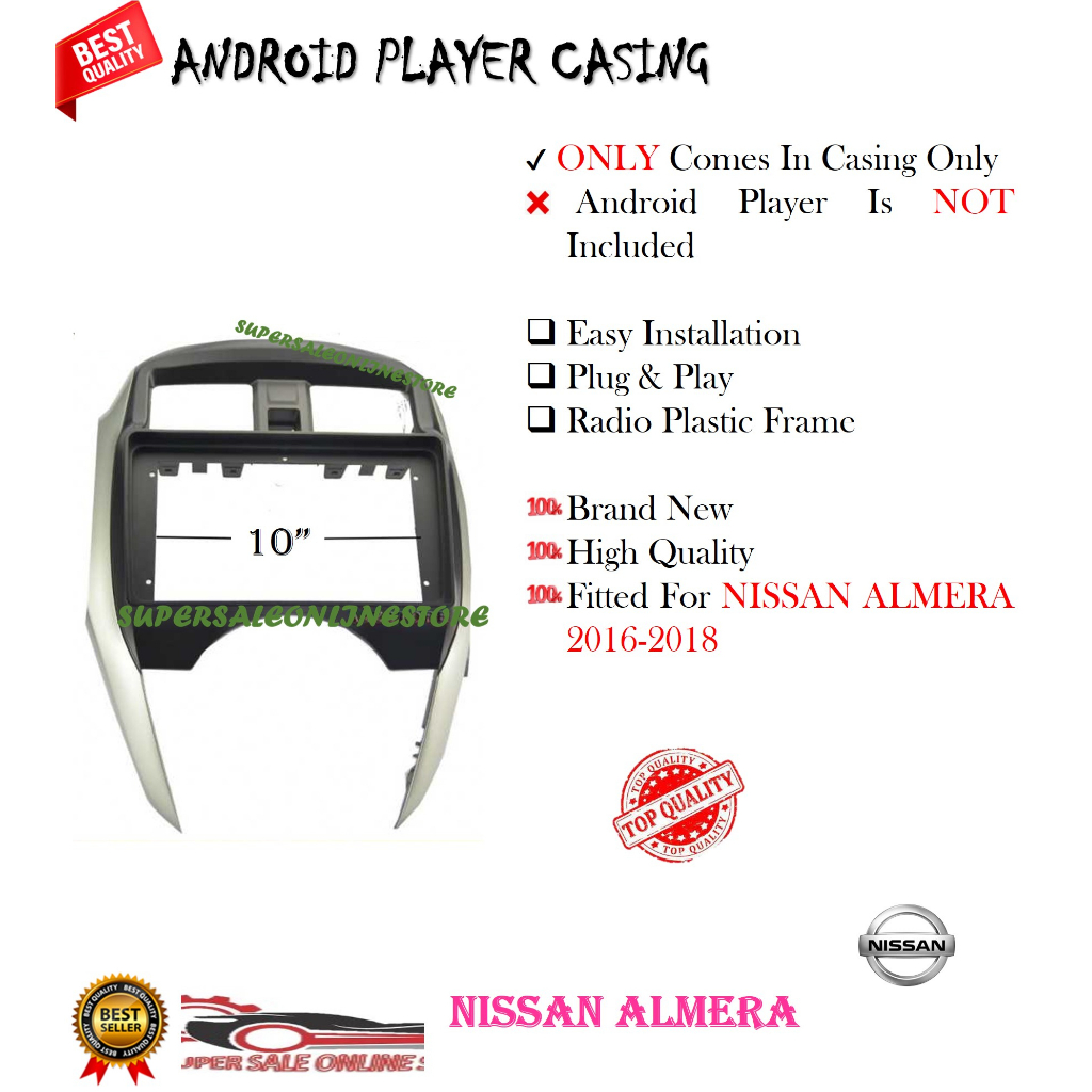 NISSAN ALMERA 2015 - 2019 10 INCH ANDROID PLAYER CASING (SELLING IN ...