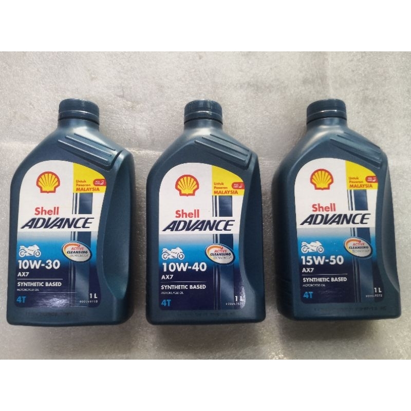 SHELL ADVANCE AX7 4T OIL SYNTHETIC BASED (100% ORIGINAL) 10W30 10W40 ...
