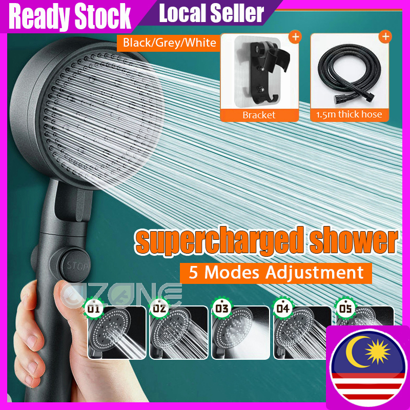 Ready Stock Shower Head Boosting Water Saving Shower Set 5 Mode High ...
