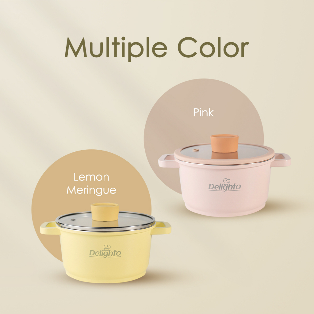 Delighto Macaron series Die Cast Aluminium 20cm Sauce Pot (Pink/Yellow ...