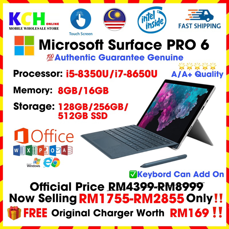 【💯LOWEST PRICE】Microsoft Surface PRO 6 Window 10 PRO Intel i5/i7 8GB ...