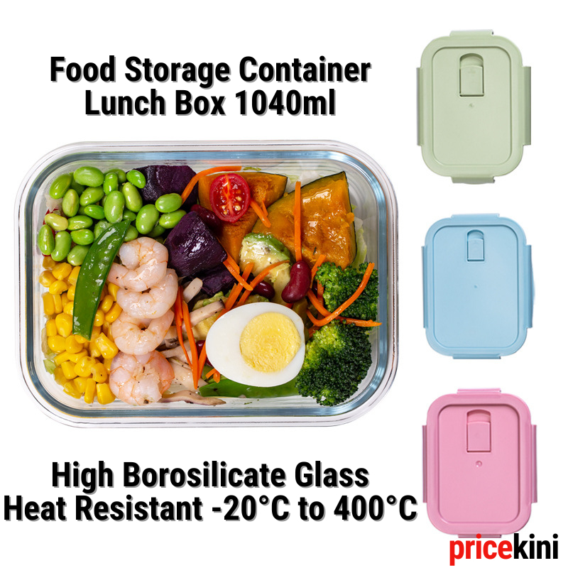 Glass Food Container, Lunch Box Microwavable, Bekas Makanan ...