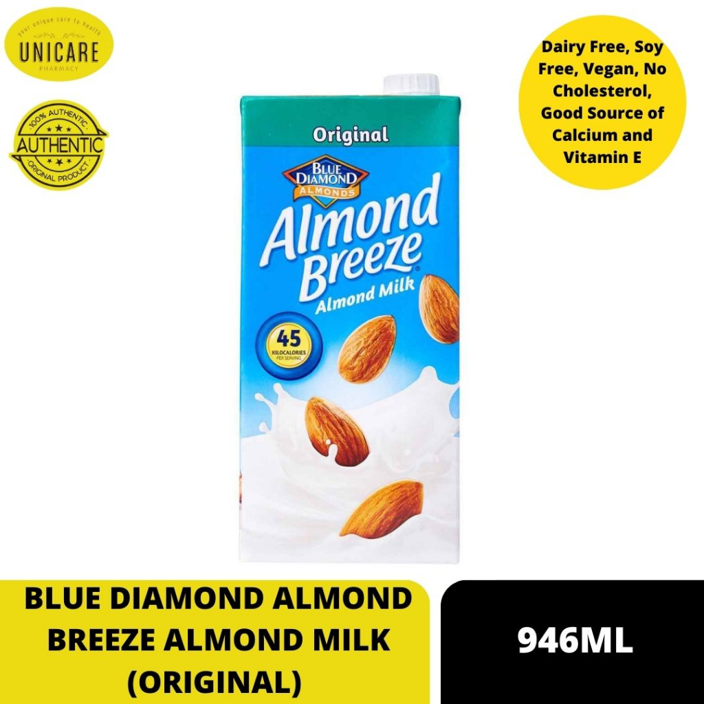 BLUE DIAMOND ALMOND BREEZE ALMOND MILK (ORIGINAL) 946ML. Dairy Free, Soy Free, Vegan, No ...