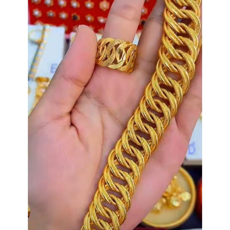 Set Cincin Gelang Lipan Coco Kait Emas Bangkok Free Cop 916 | Shopee ...