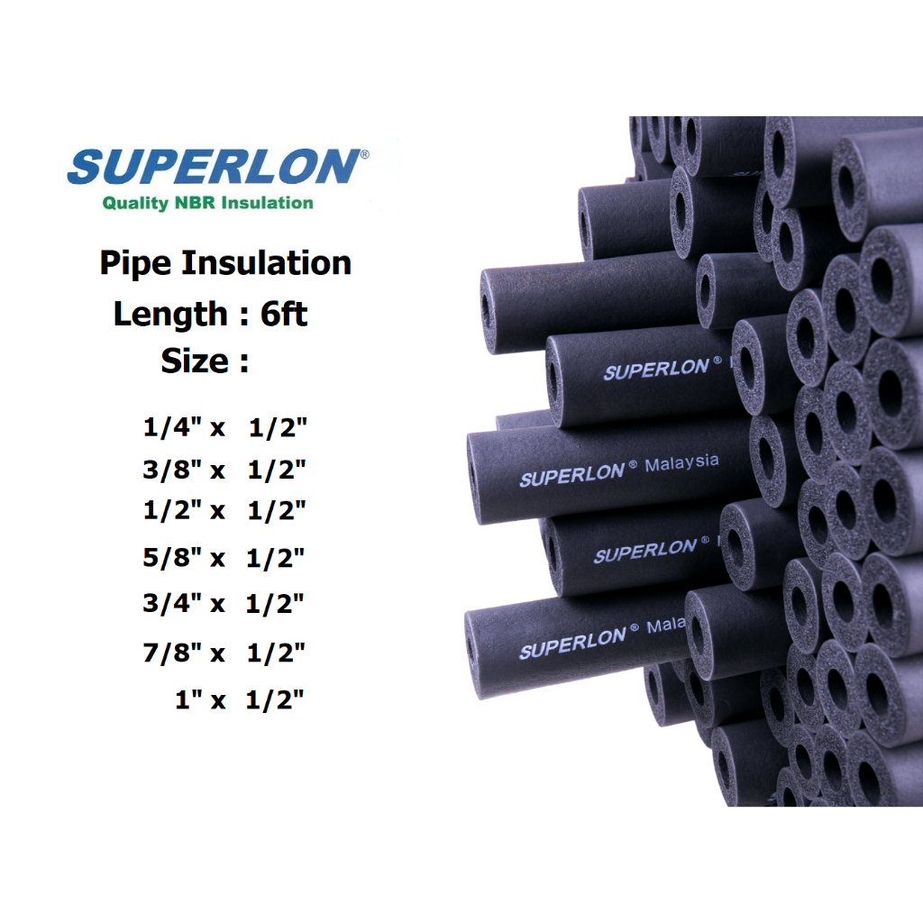 (Thickness 1/2") Superlon Pipe Insulation Tube / Rubber / Foam / Getah ...