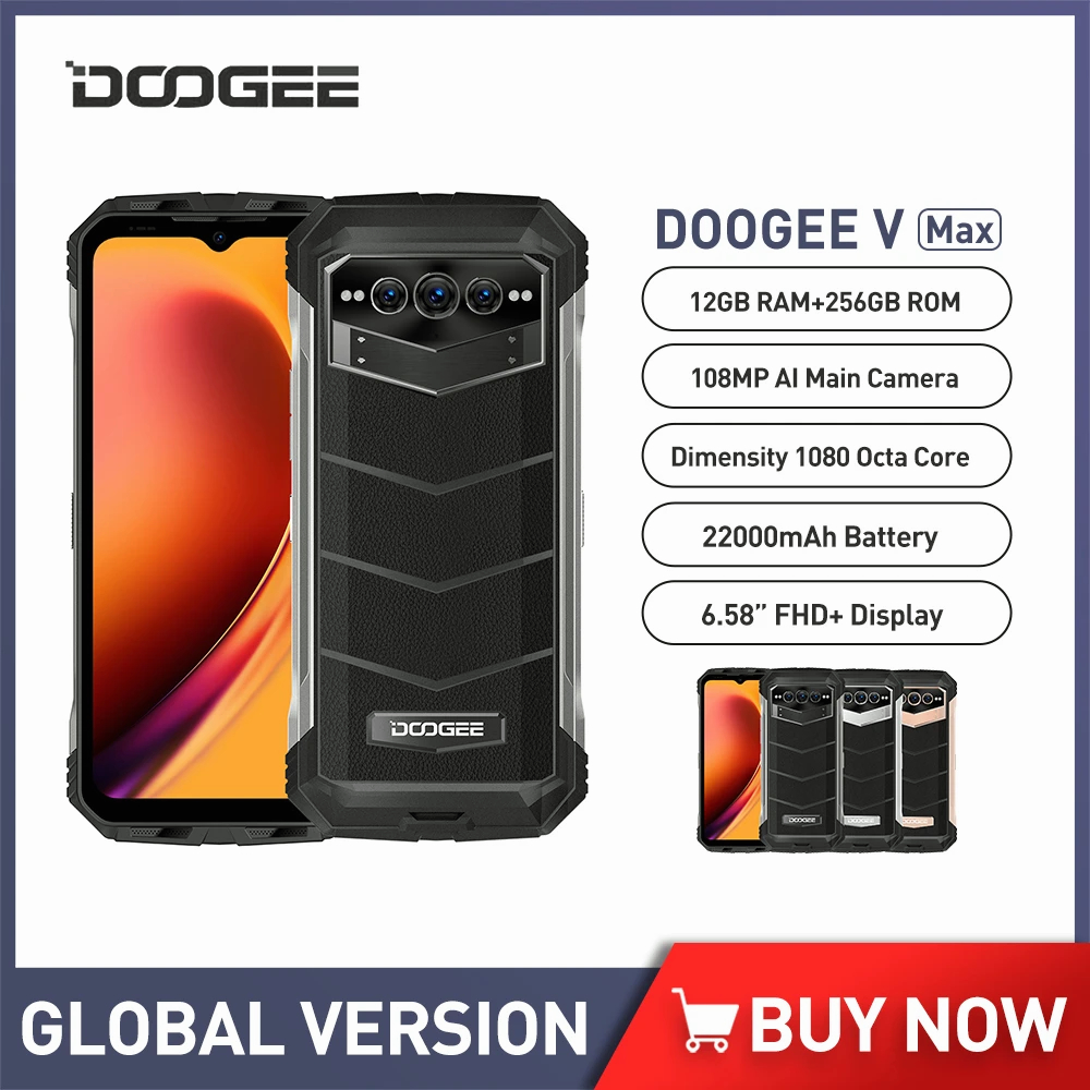 In Stock DOOGEE V Max 5G Rugged Phone 22000mAh,12GB+256GB Cellphone ...
