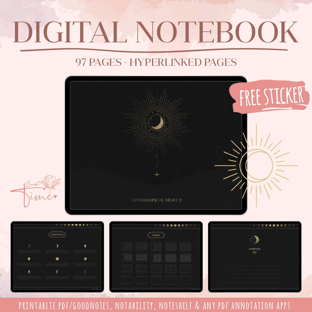 [ Digital Notebook ] 🌙 ☀️ Astronomical Object Moon Sun Tarot Theme ...