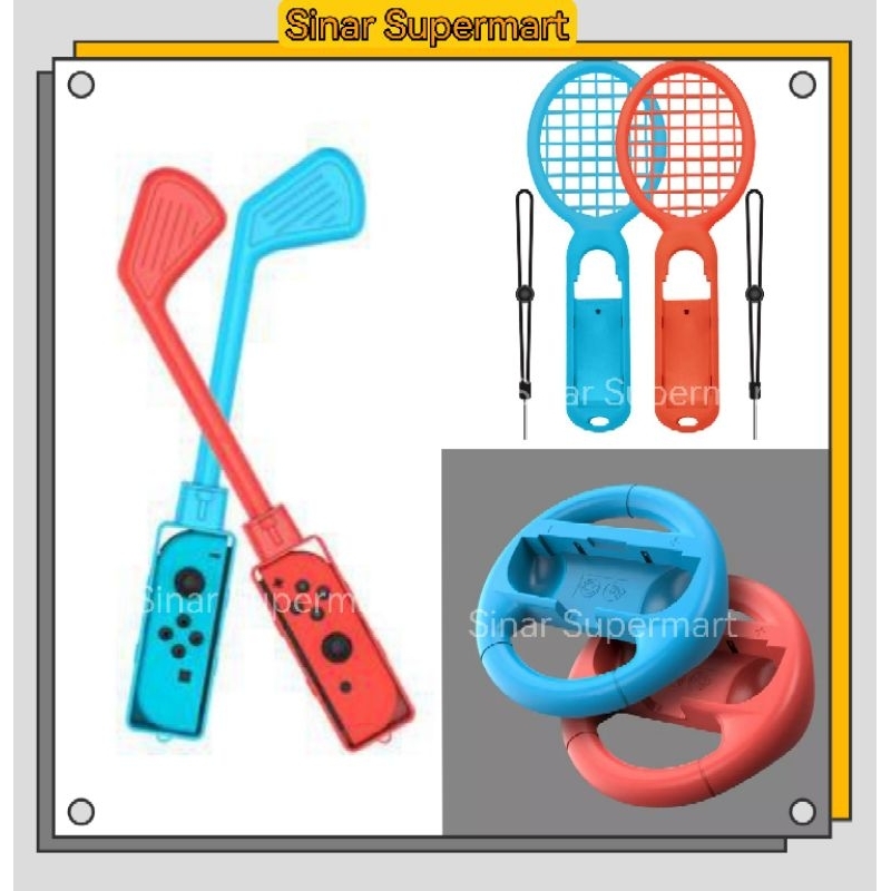 2pcs Set Nintendo Switch Accessories Steering Golf Racket Sport ...