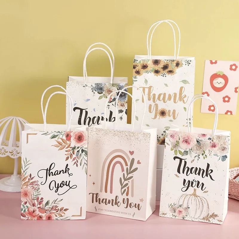 Thank You Gift Bag | Floral Design Thank You Paper Bag | Goodies Paper ...