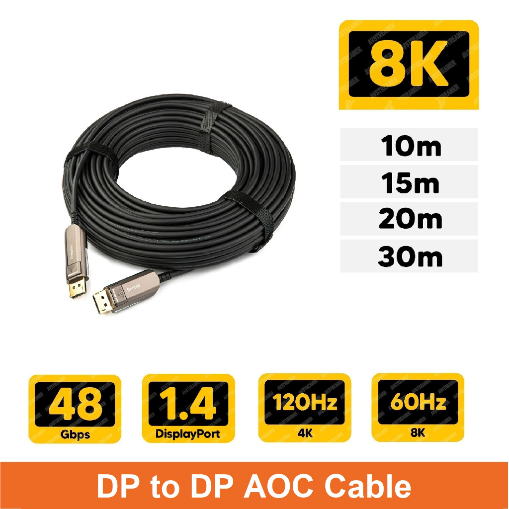 Display Port DP Fiber Optic AOC cable (10m/15m/20m/30/50m) | Shopee Malaysia