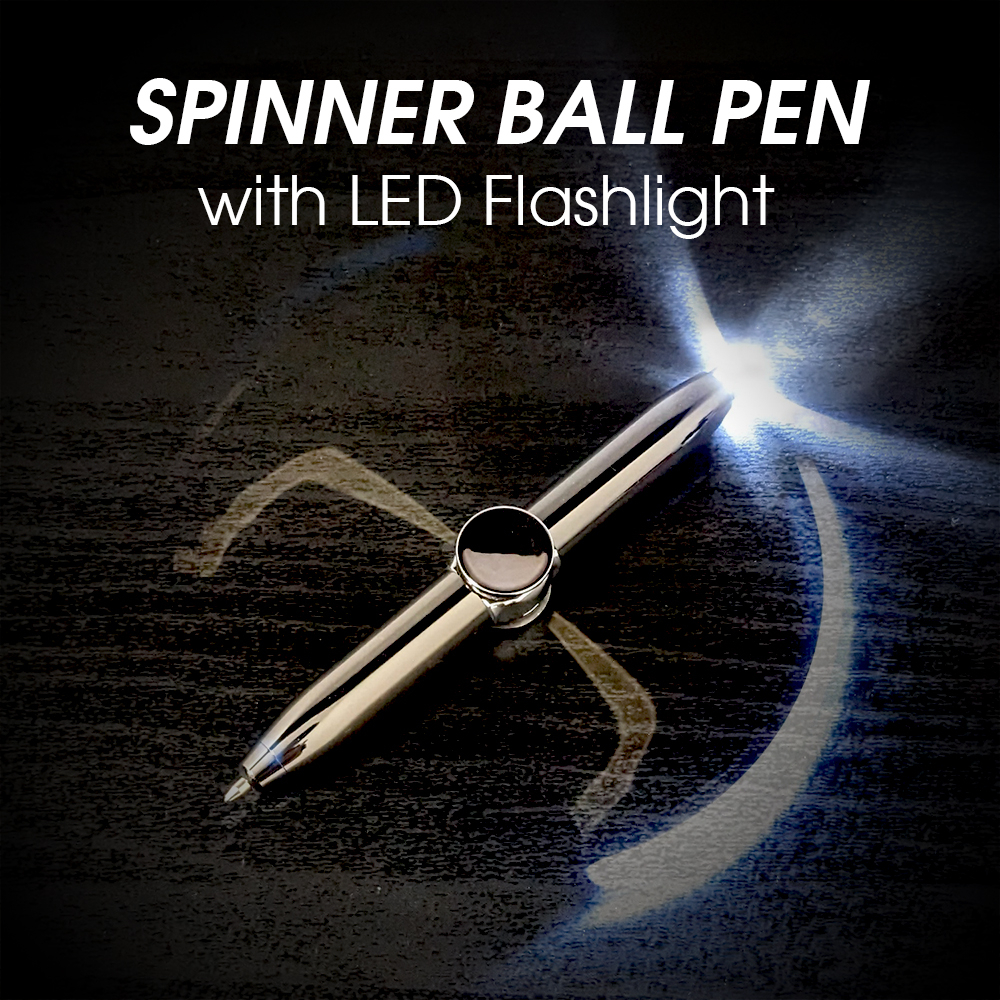 Premium Fidget Spinner Pen with LED Light Metallic Look 3-in-1 Design ...