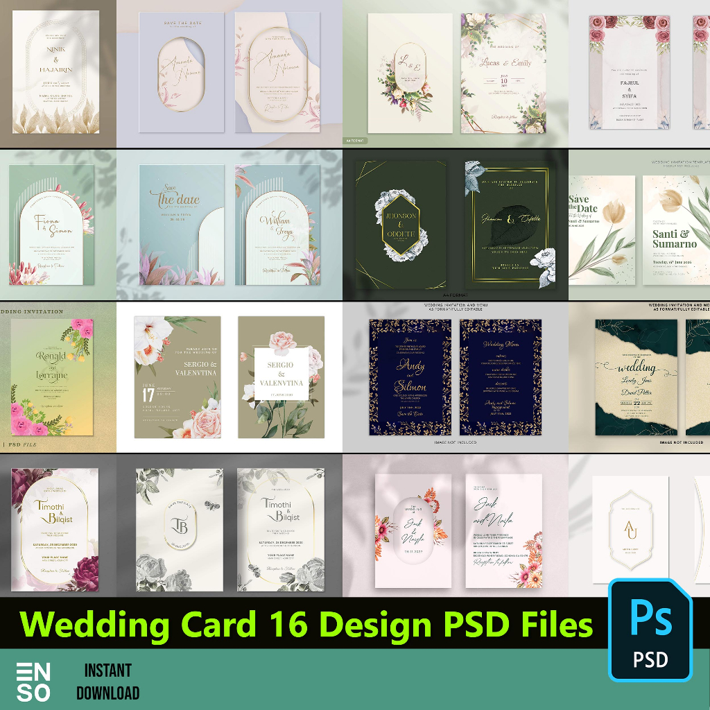 PSD Wedding Invitation Card 16 Design Editable File | Kad Kahwin ...