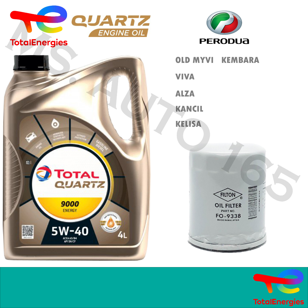 TOTAL QUARTZ 5W40 4L Fully Synthetic SN Engine Oil Car Lubricant 5w-40 ...