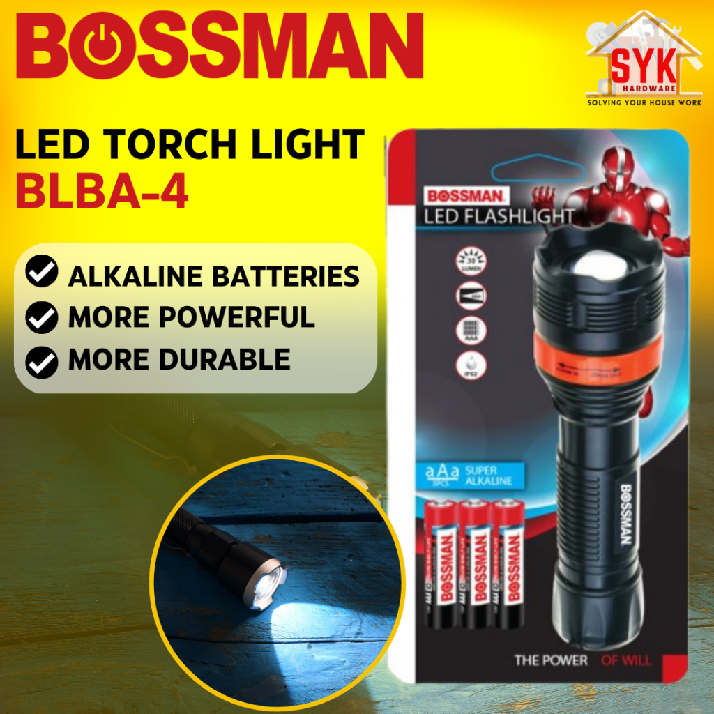 SYK BOSSMAN BLBA-4 1W LED Torch Light Zoom Flash Portable Hand Lamp ...
