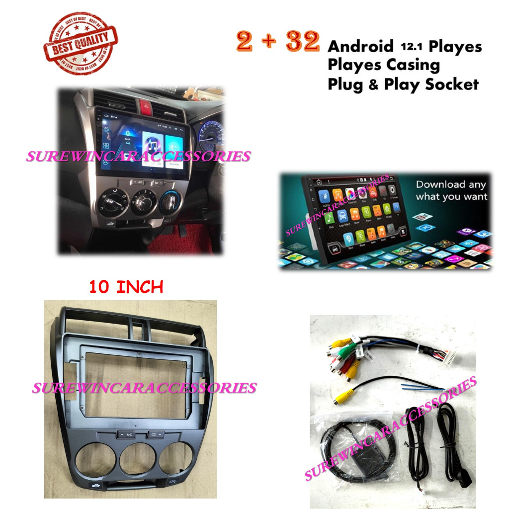 Honda City 2008 - 2013 android player 10 inch PLUG N PLAY with OEM ...