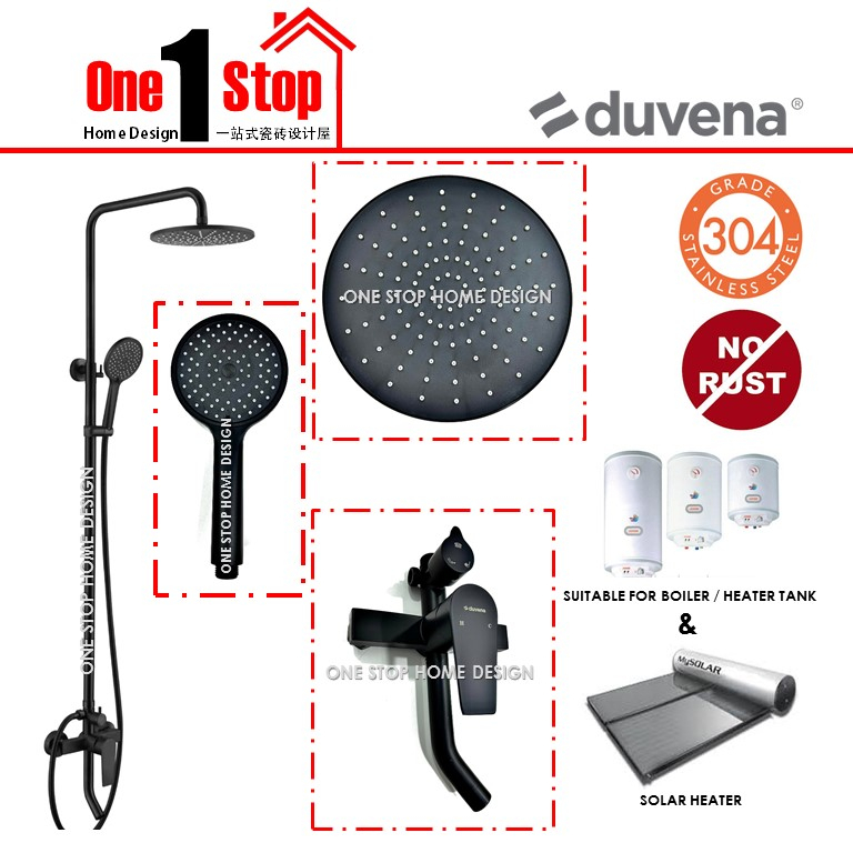 🔥DUVENA🔥 3 WAY MATTE BLACK SHOWER POST | Shopee Malaysia