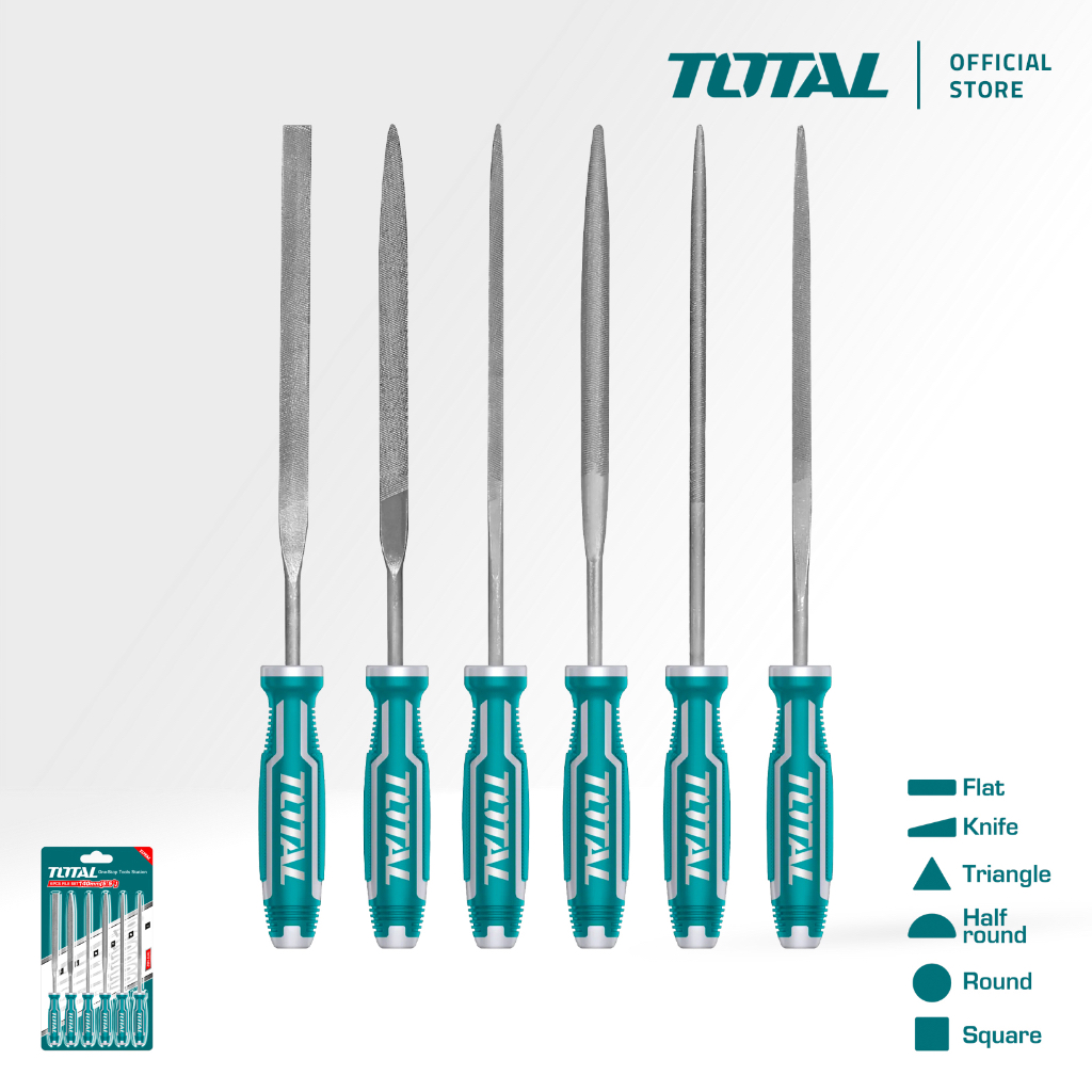 TOTAL File Set 6 Shapes-Flat/Round/Half Round/Square/Triangle/Knife ...
