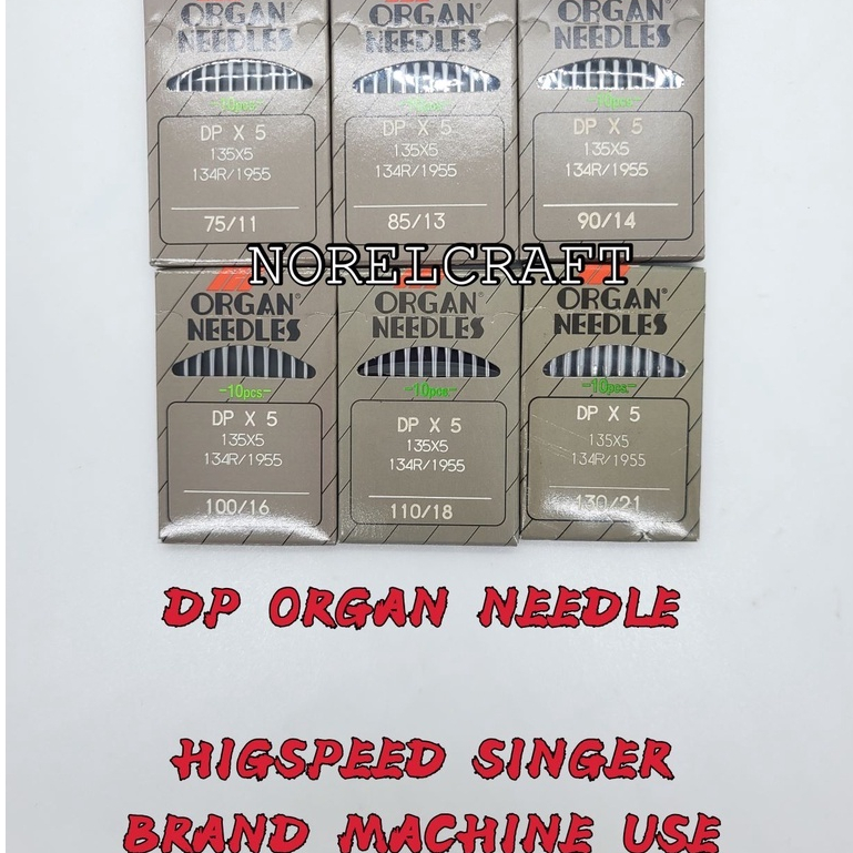 [DP X 5] ORGAN NEEDLE / MACHINE HIGHSPEED(SINGER) USE ONLY/ JARUM MESIN INDUSTRI BRAND SINGER ...