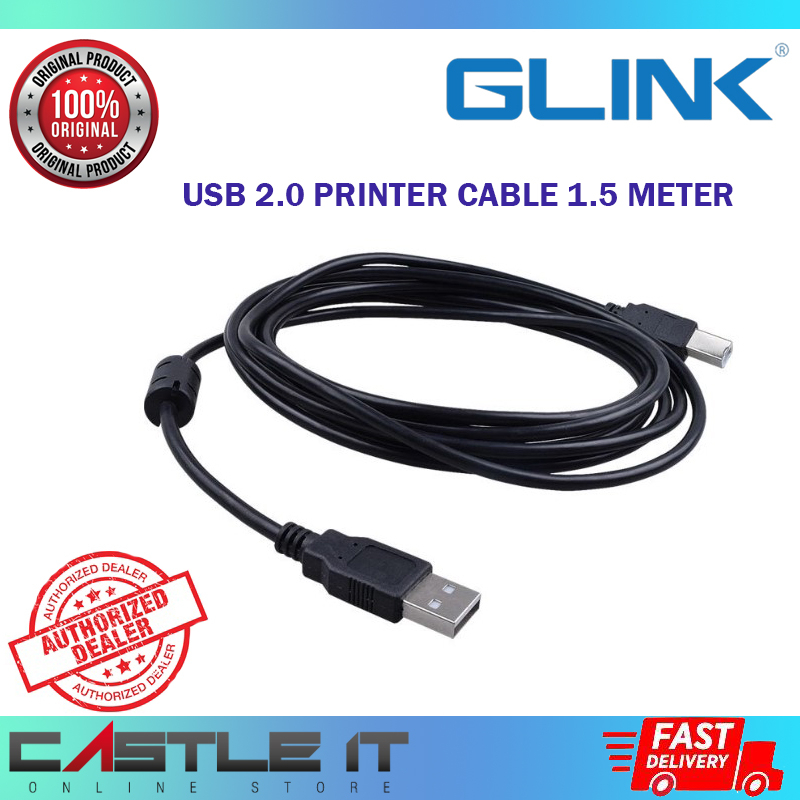 GLINK USB 2.0 1.5 METER/ 3 METER/ 5 METER PRINTER CABLE SUITABLE FOR PRINTER SCANNER (CB375BK ...