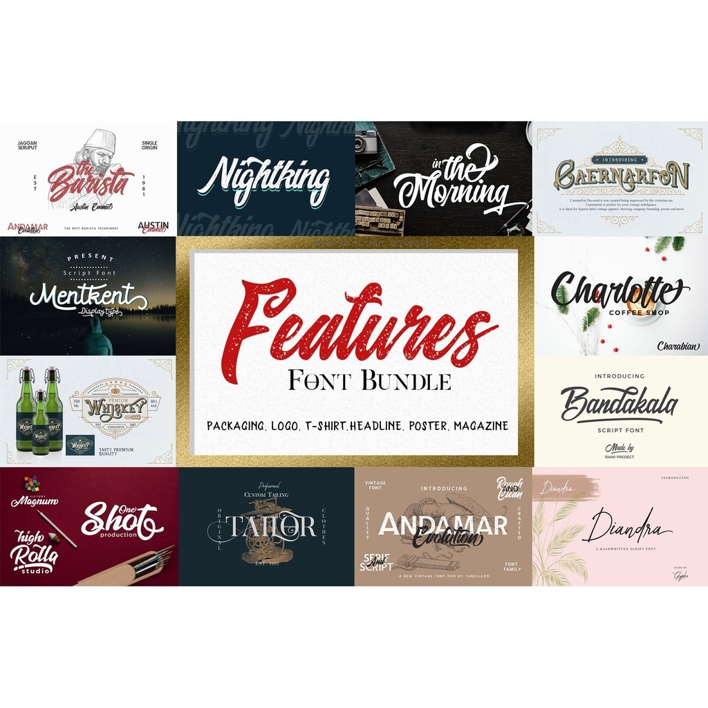Featured Fonts Bundle | 10 Unique Headline Title Font for Logo, Book ...