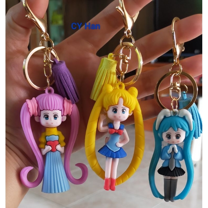 Cartoon Keychain Hatsune Miku Sailor moon Doll Pendant Keychain ...