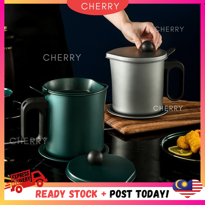 🍒CHERRY🍒 Oil Cup Oil Filter Pot Oil Storage Stainless With Strainer ...