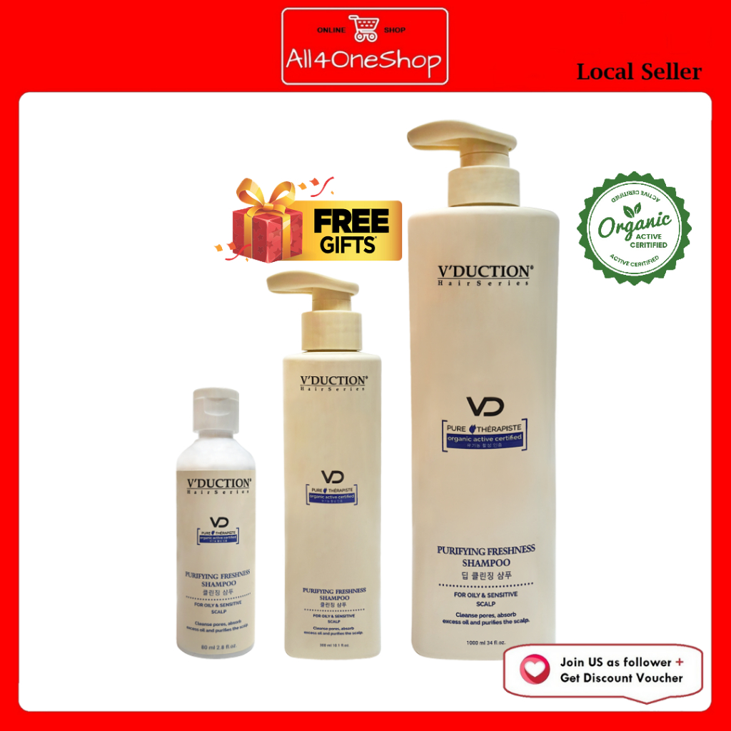 V'DUCTION PURE THERAPY ORGANIC PURIFYING FRESHNESS SHAMPOO 80ML / 300ML / 1000ML-VDUCTION DEEP ...
