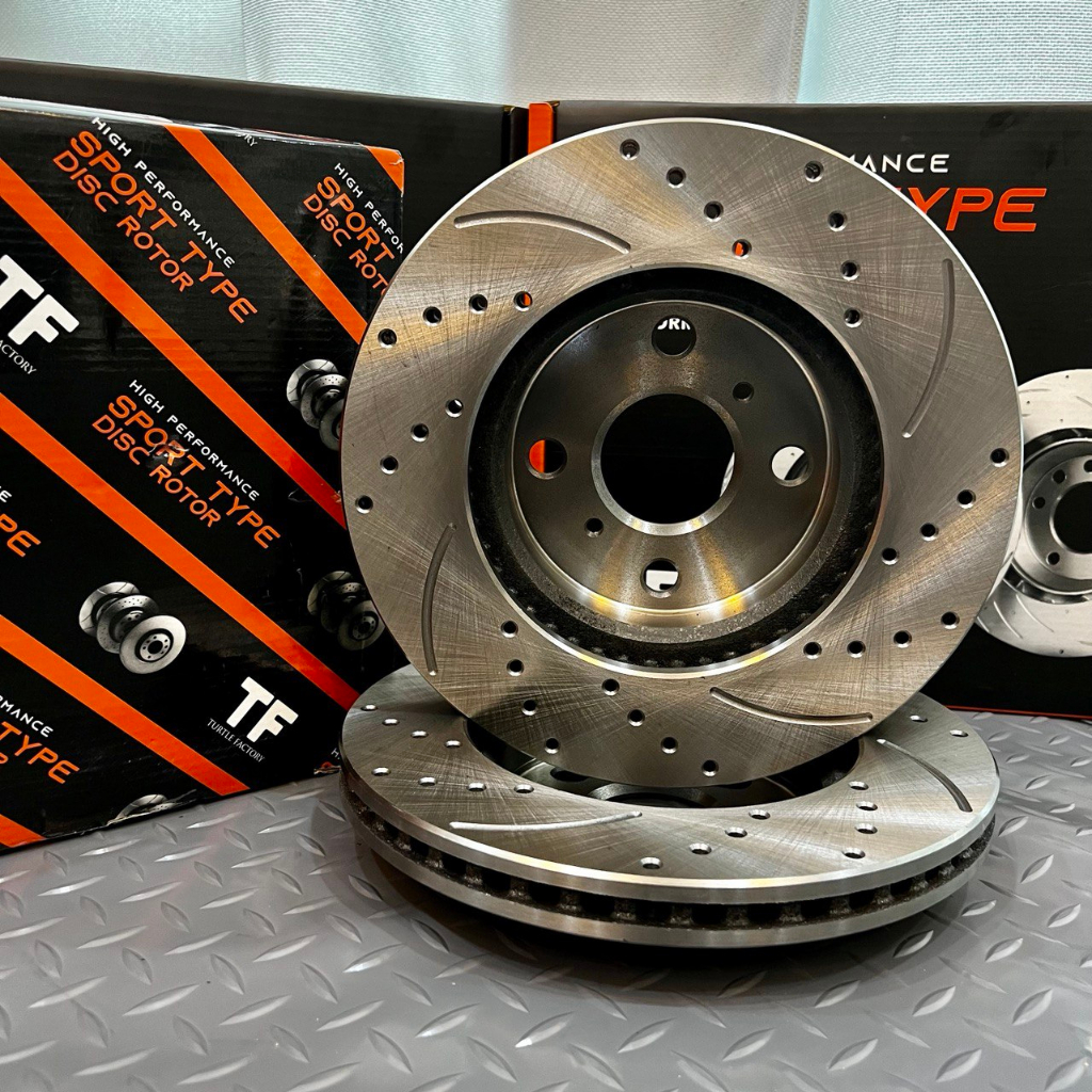 ORIGINAL TF THAILAND SLOTTED & DRILLED DISC ROTOR FRONT PERODUA ALZA 12 ...