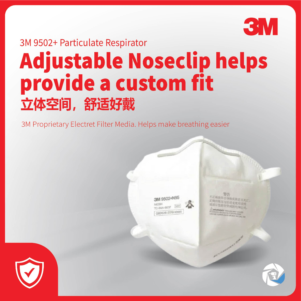 3M™ 9502+ N95 DISPOSAL RESPIRATOR N95 / KN95+ ( 50PCS PER BOX ) [ 3M ...