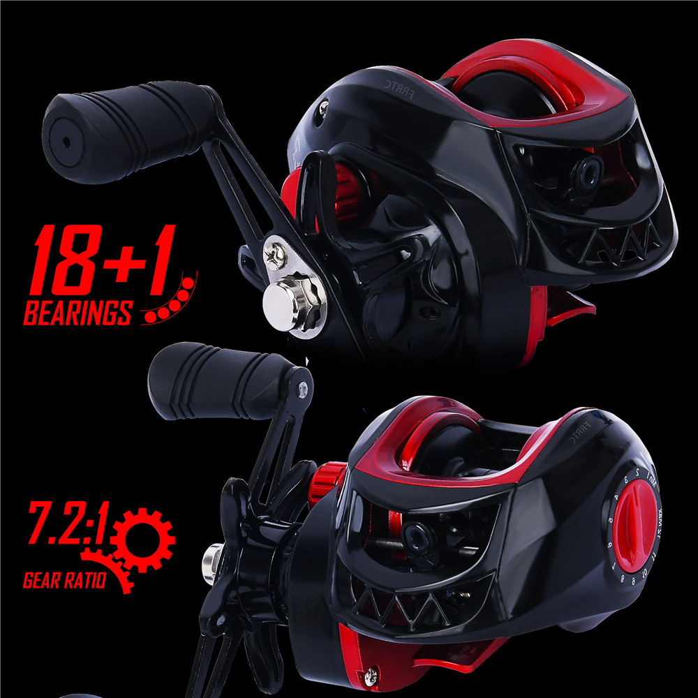 FRRTC Fishing Reel Red Reel 10KG Max Drag Baitcasting Reel 7.2:1 Gear ...