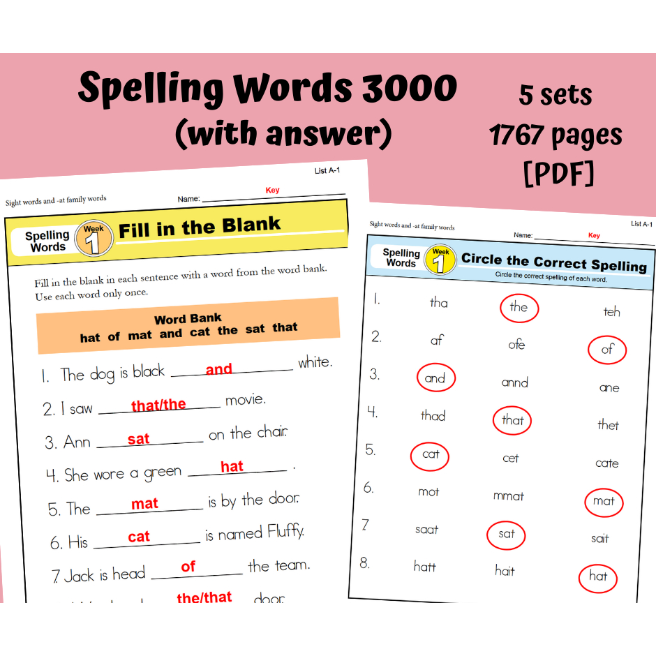 A178 - [PDF] Spelling Words 3000 5 sets (with answer) - phonics sight ...