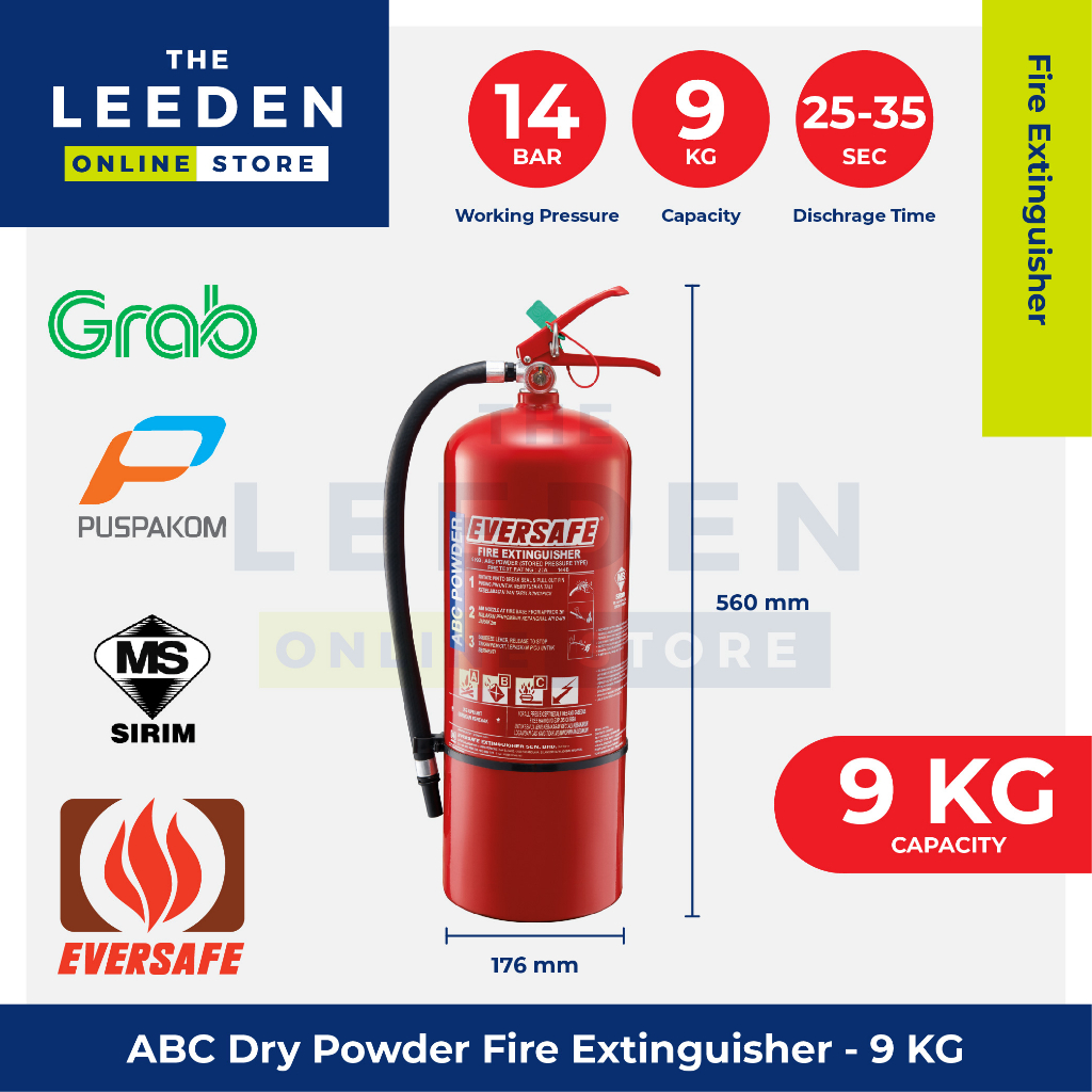 EVERSAFE ABC Powder Fire Extinguisher - 9kg by Leeden Online Store ...