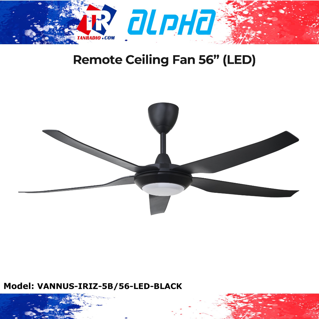 Alpha Remote ceiling fan 40'' / 56'' 5 Blades VANNUS-IRIZ-5B/56-BLACK ...