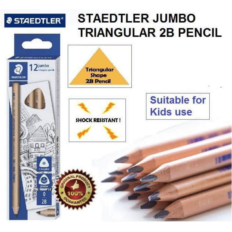 🎉 READY STOCK IN MALAYSIA 🎉 STAEDTLER Jumbo Triangle Pencils 119N-2B ...