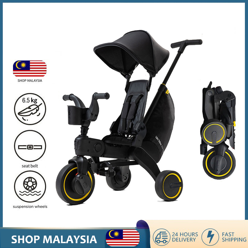 Baby Bike 3 In 1 Foldable Portable Wheels Trolley Stroller For Kids | Shopee Malaysia