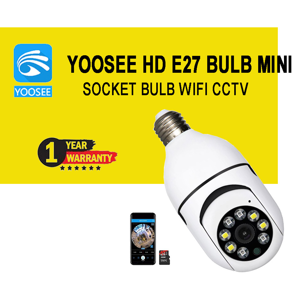 【YOOSEE】E27 Bulb Socket WIFI Wireless IP CCTV 360 Rotation 1.3MP Two ...