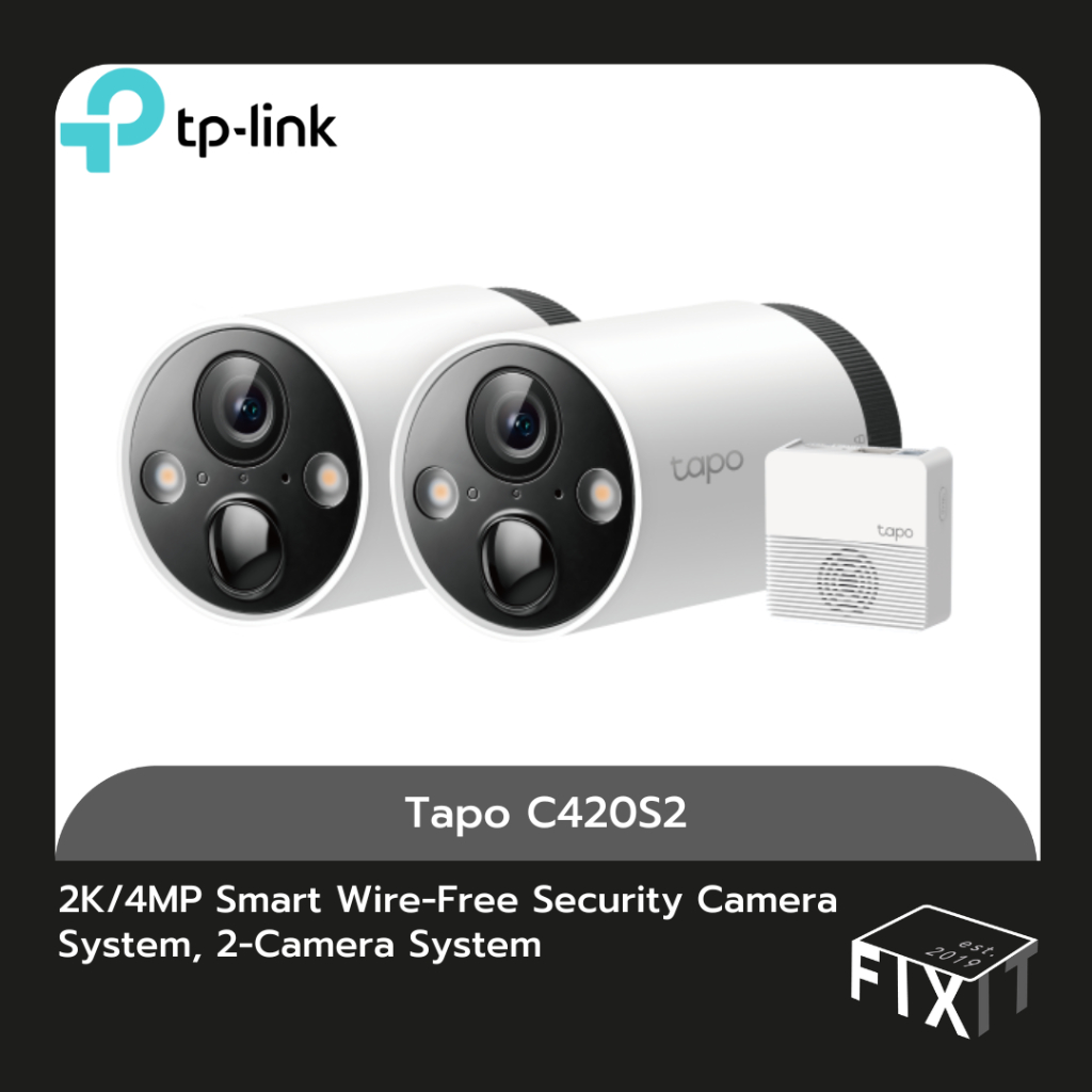 TP-Link Tapo C420S2 2K/4MP Smart Wire-Free Security Camera System, 2 ...
